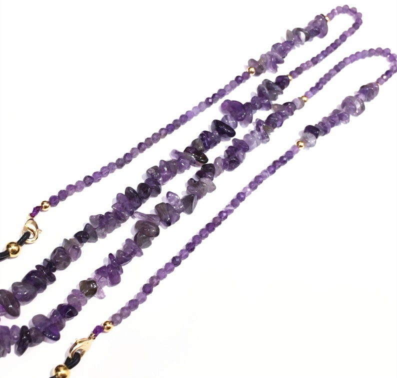 Eyeglasses Chain Amethyst Glasses Chain Beaded Amethyst - Etsy