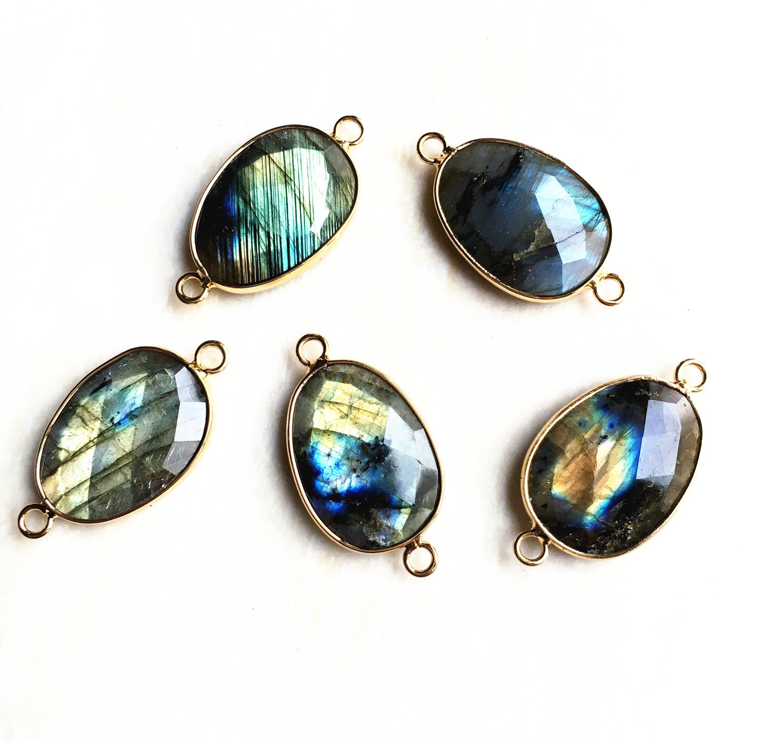 Labradorite Connector // Gold Labradorite gemstone Pendant // | Etsy