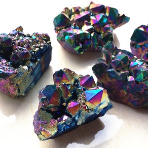 Unique Titanium Coated Rainbow Quartz Geode Cluster Specimen Stone ...