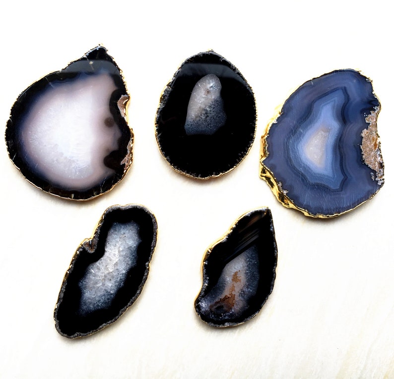 Agate Geode Slice Large Geode Agate Slice Druzy With Gold - Etsy Australia