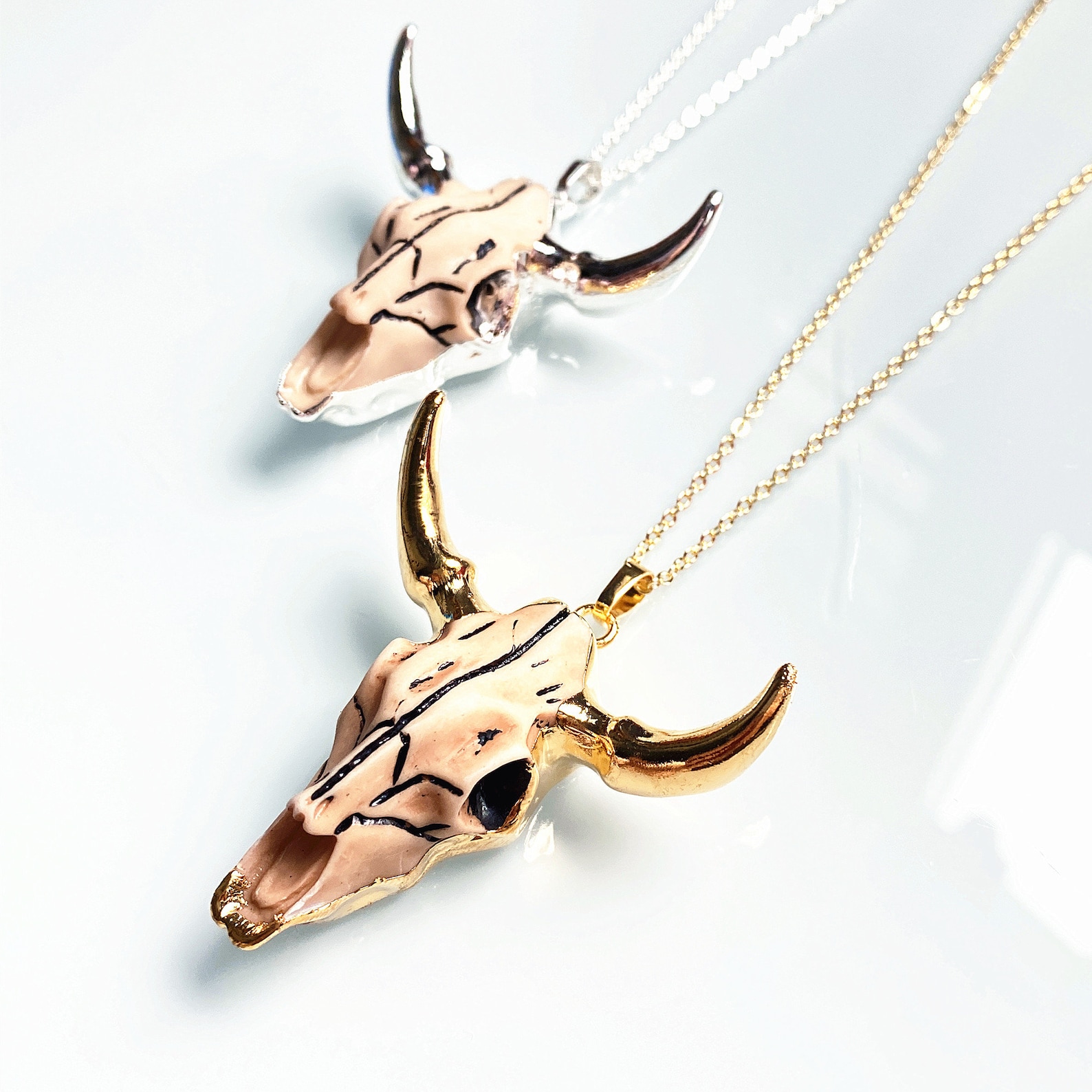 Longhorn Resin Horn Cattle Pendants With Electroplated Gold Trim ...