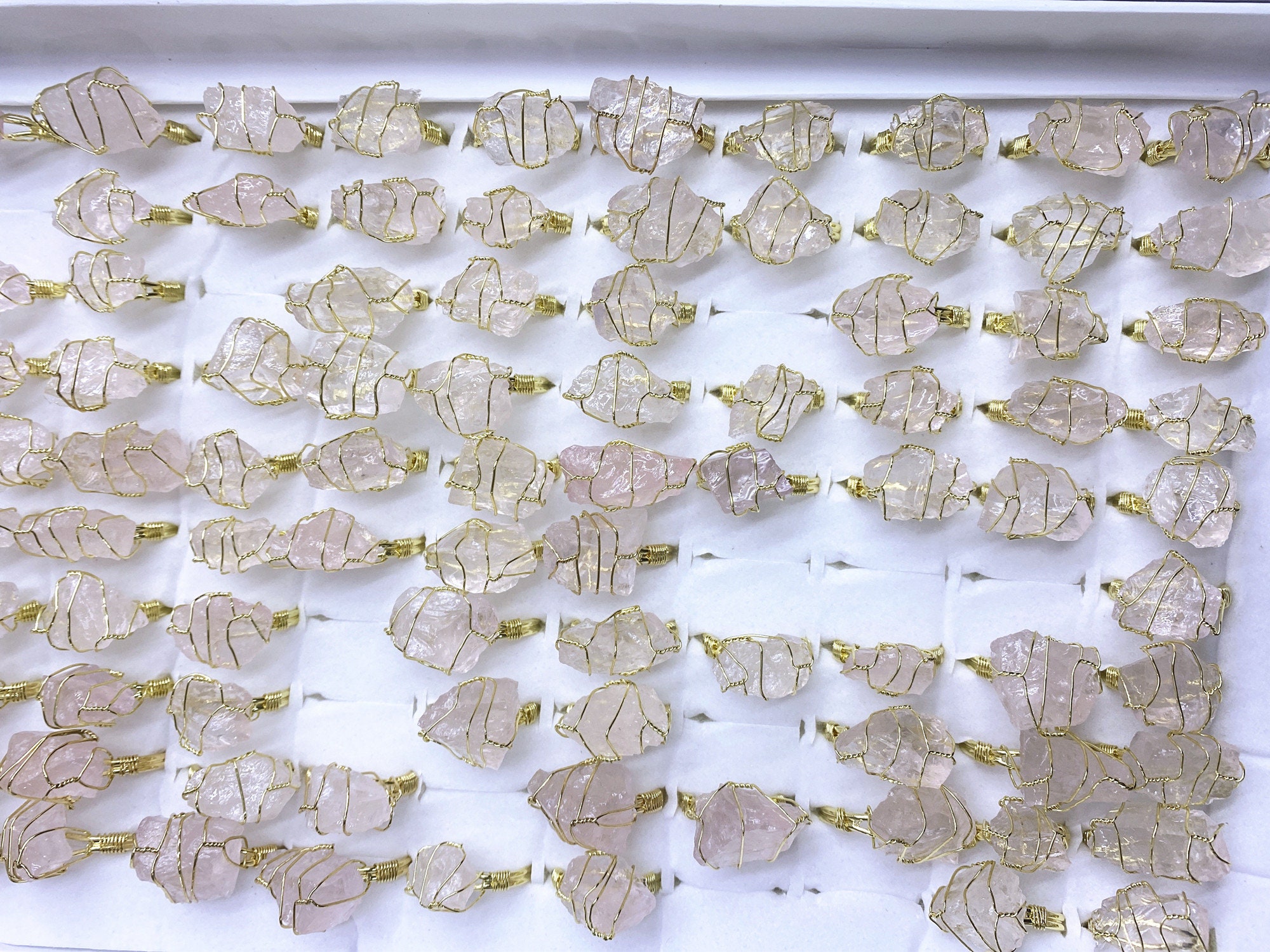 Raw Gemstone Ring // Natural Healing Crystal Quartz Band Rings | Etsy