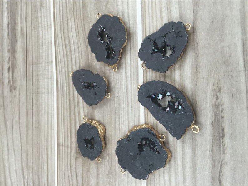 SALE Mystic Black Druzy Quartz Titanium Crystal Geode Druzy | Etsy