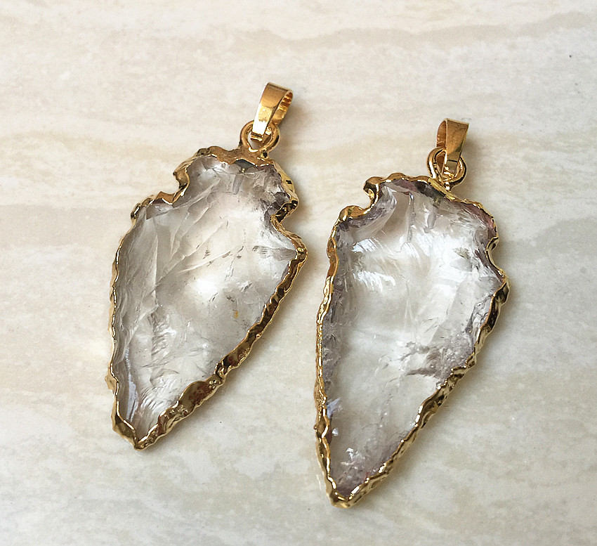 Super Large Rock Crystal Quartz Arrowhead Arrow Head Pendant - Etsy