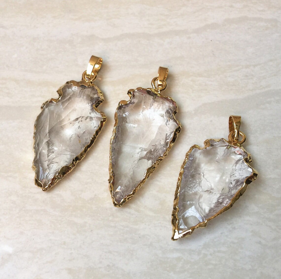 Super Large Rock Crystal Quartz Arrowhead Arrow Head Pendant - Etsy