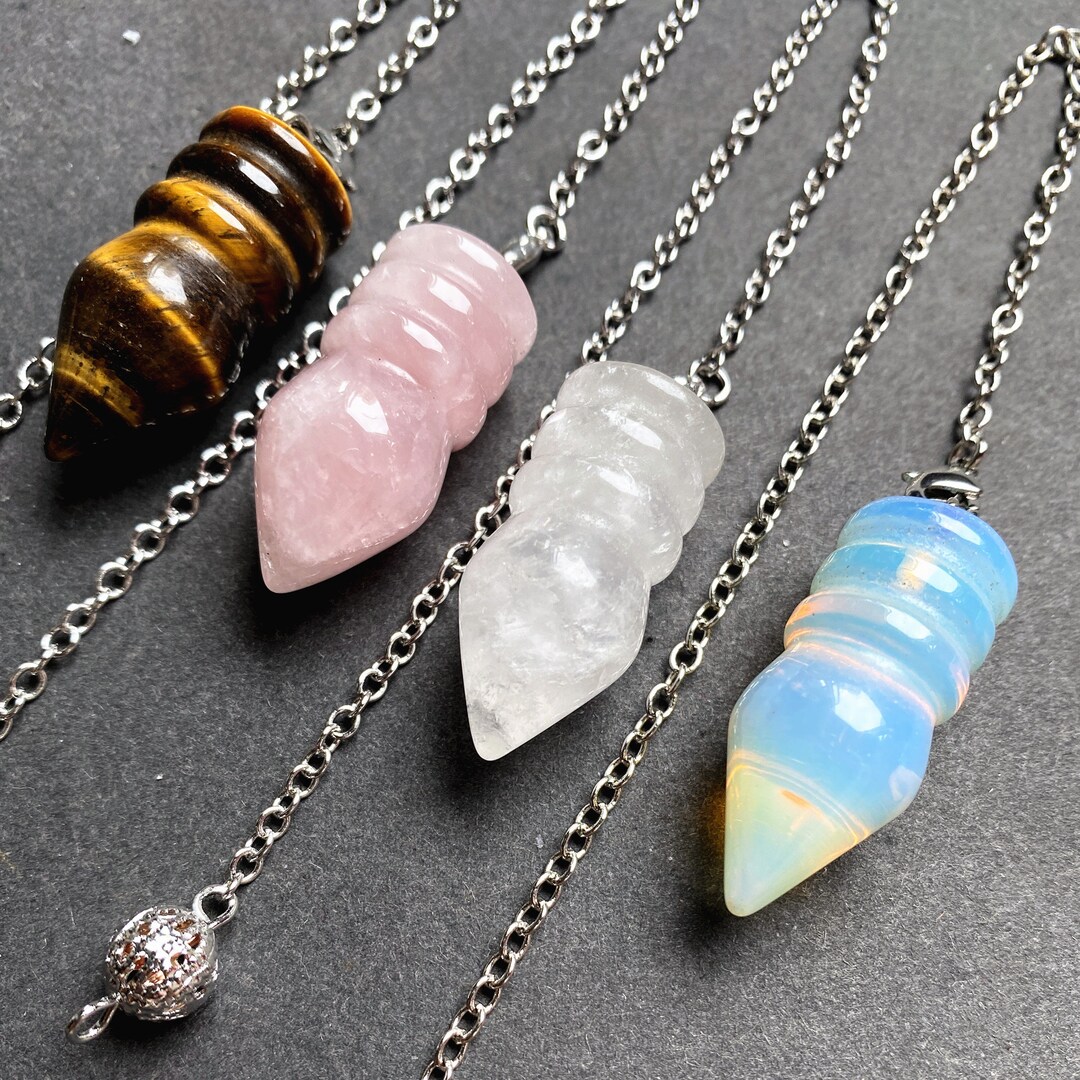 Gemstone Point Pendulum Pendant -- 7 Healing Crystal Quartz Point ...