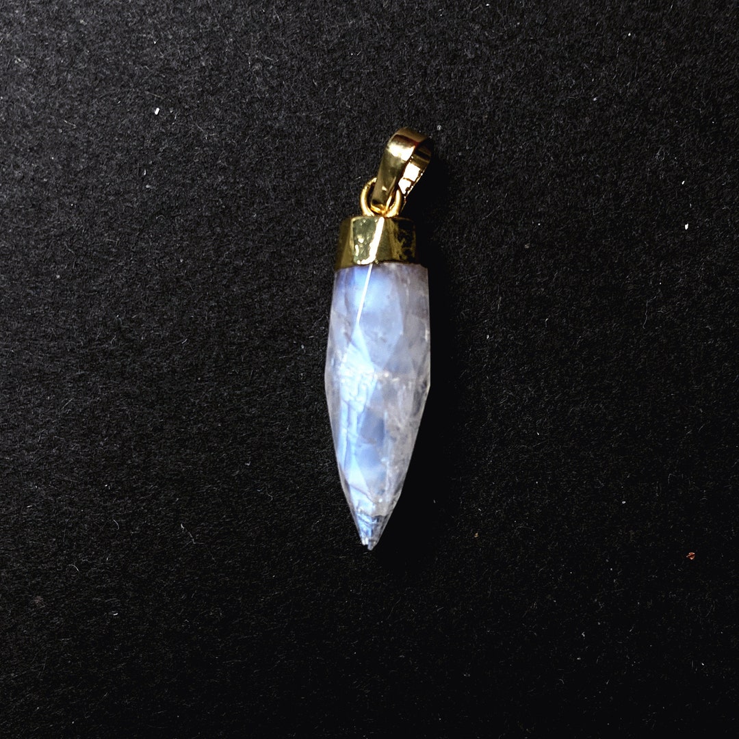 Beautiful Rainbow Moonstone Petite Spike Point Pendant Charm With Gold ...
