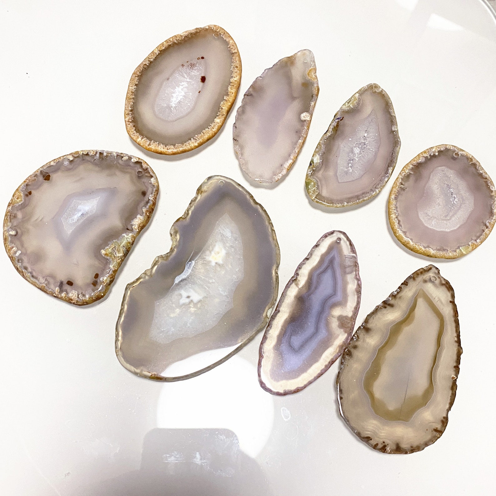 WHOLESALE Natural Grey White Agate Geode Slice Druzy - Drusy Druzzy ...