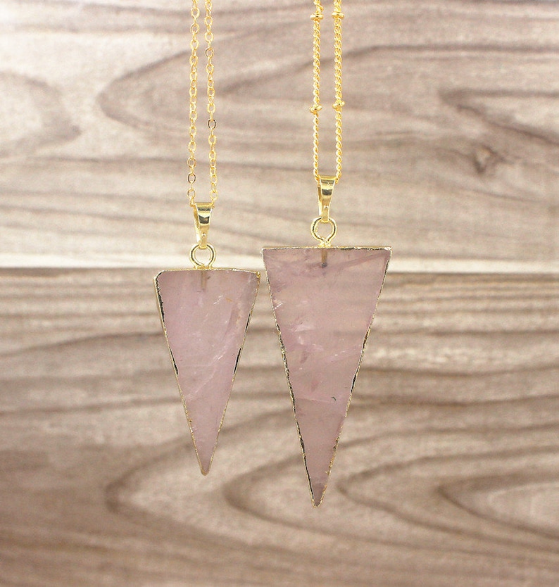 Natural Rose Quartz Triangle Pendant // Healing Gemstone | Etsy