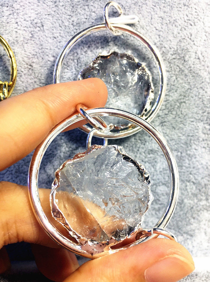 New Arrival Ring with Rock Crystal Quartz Pendant Round | Etsy