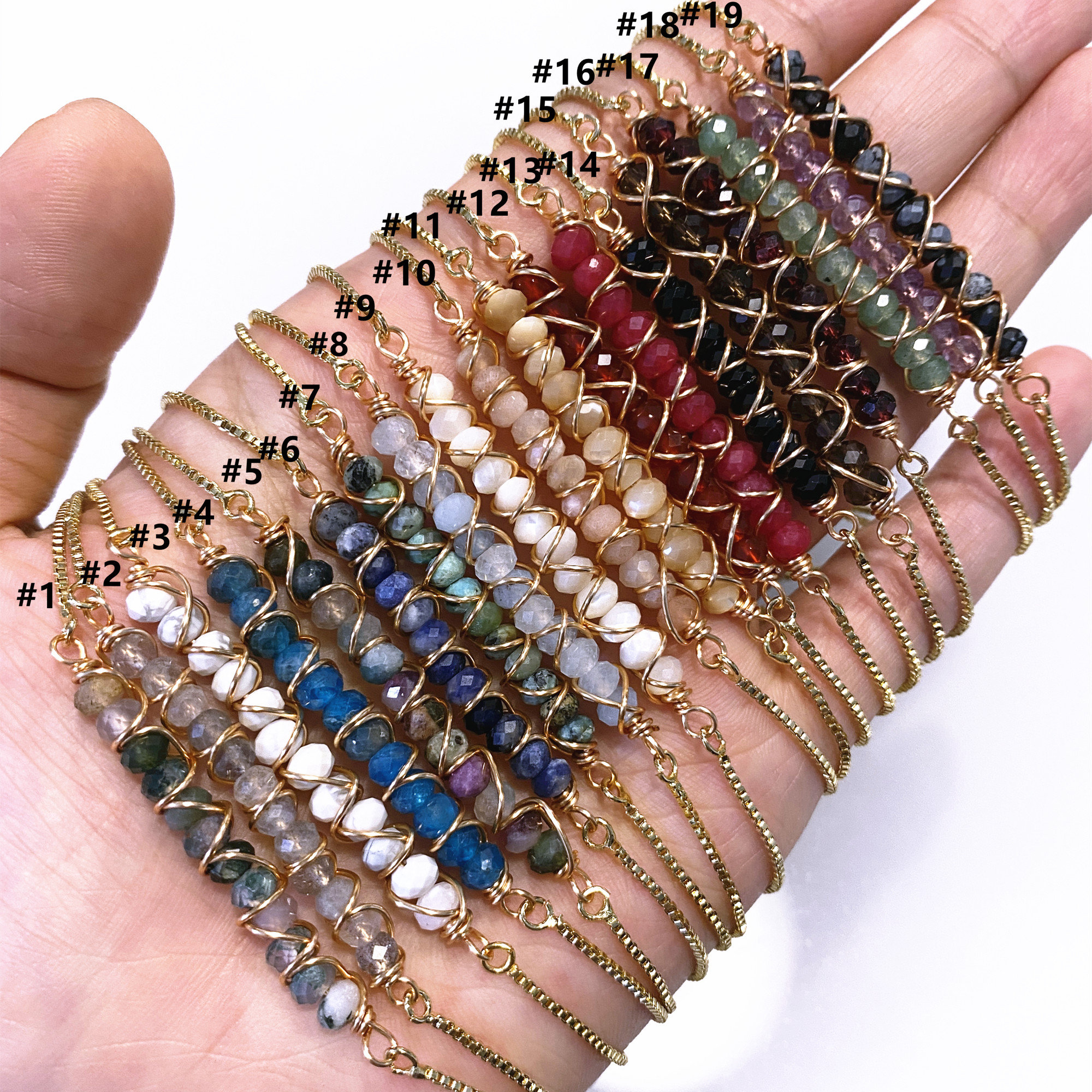 Gemstone Beaded Chain Bracelet Healing Crystal Quartz | Etsy