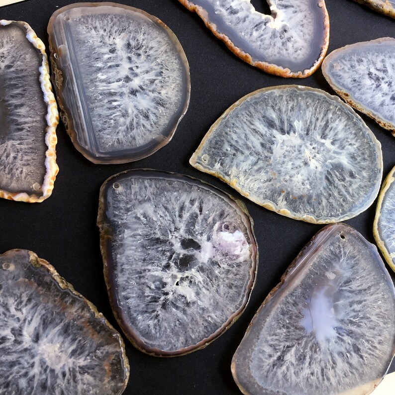 WHOLESALE Natural Grey White Agate Geode Slice Druzy Drusy | Etsy