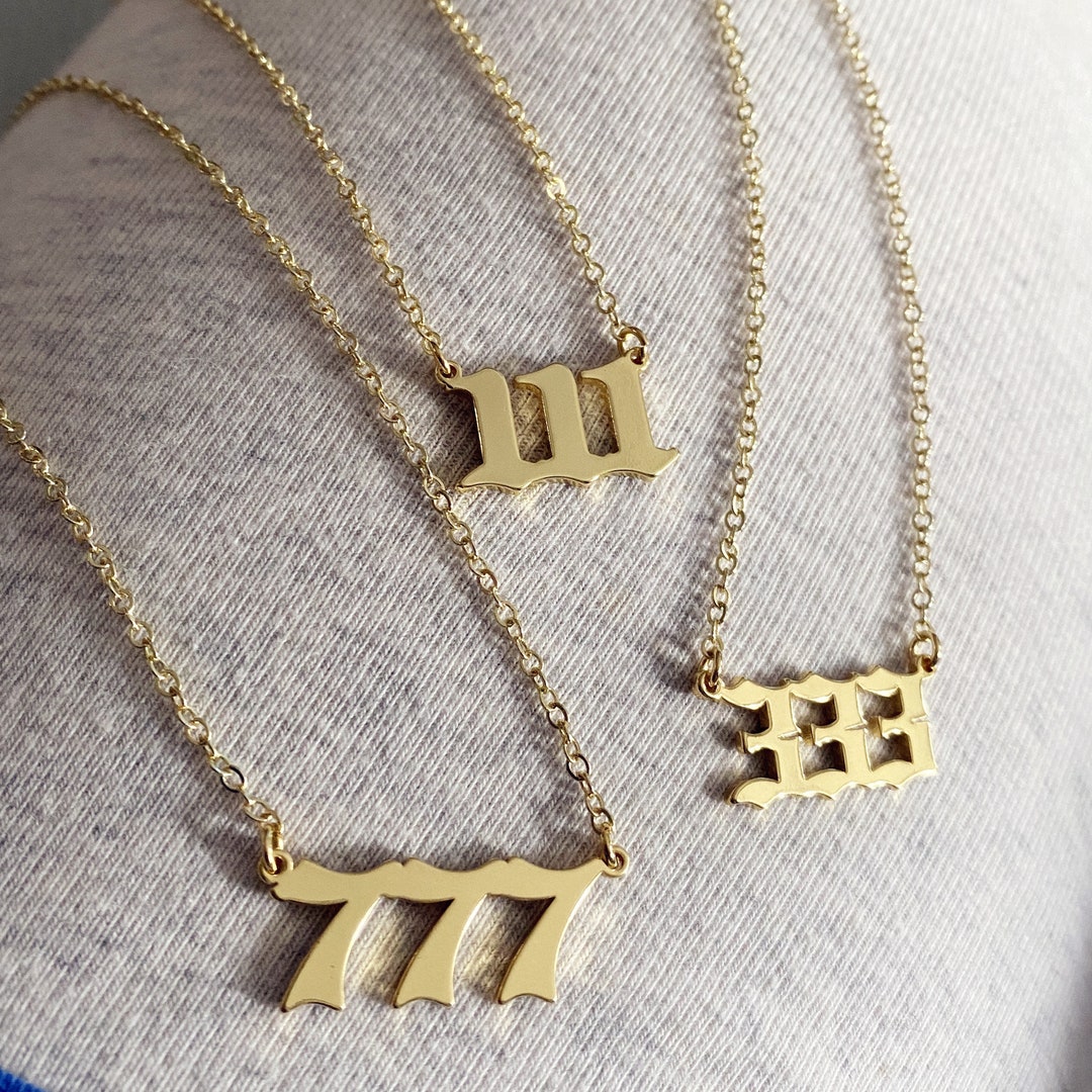 Gold Angel Numbers Necklace, 000-999 Numbers Pendant Necklace for ...
