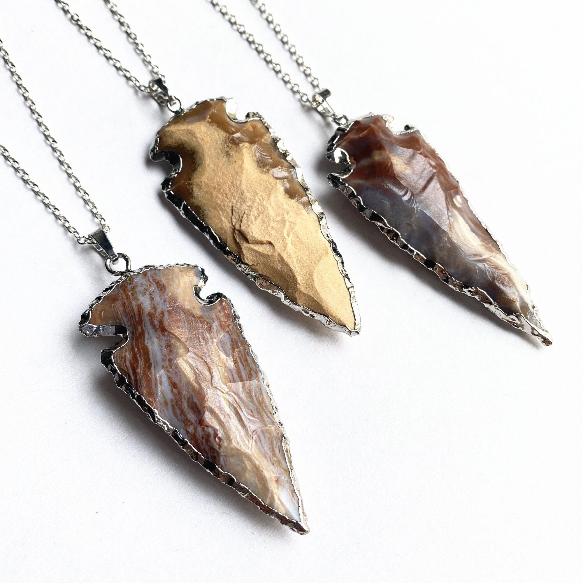 Large Jasper Arrowhead Arrow Head Pendant Charm With Gold | Etsy