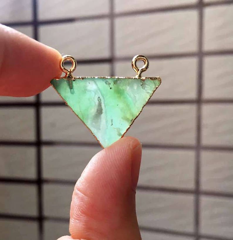 Chrysoprase Triangle Double Bail Pendants Connector Charm with | Etsy