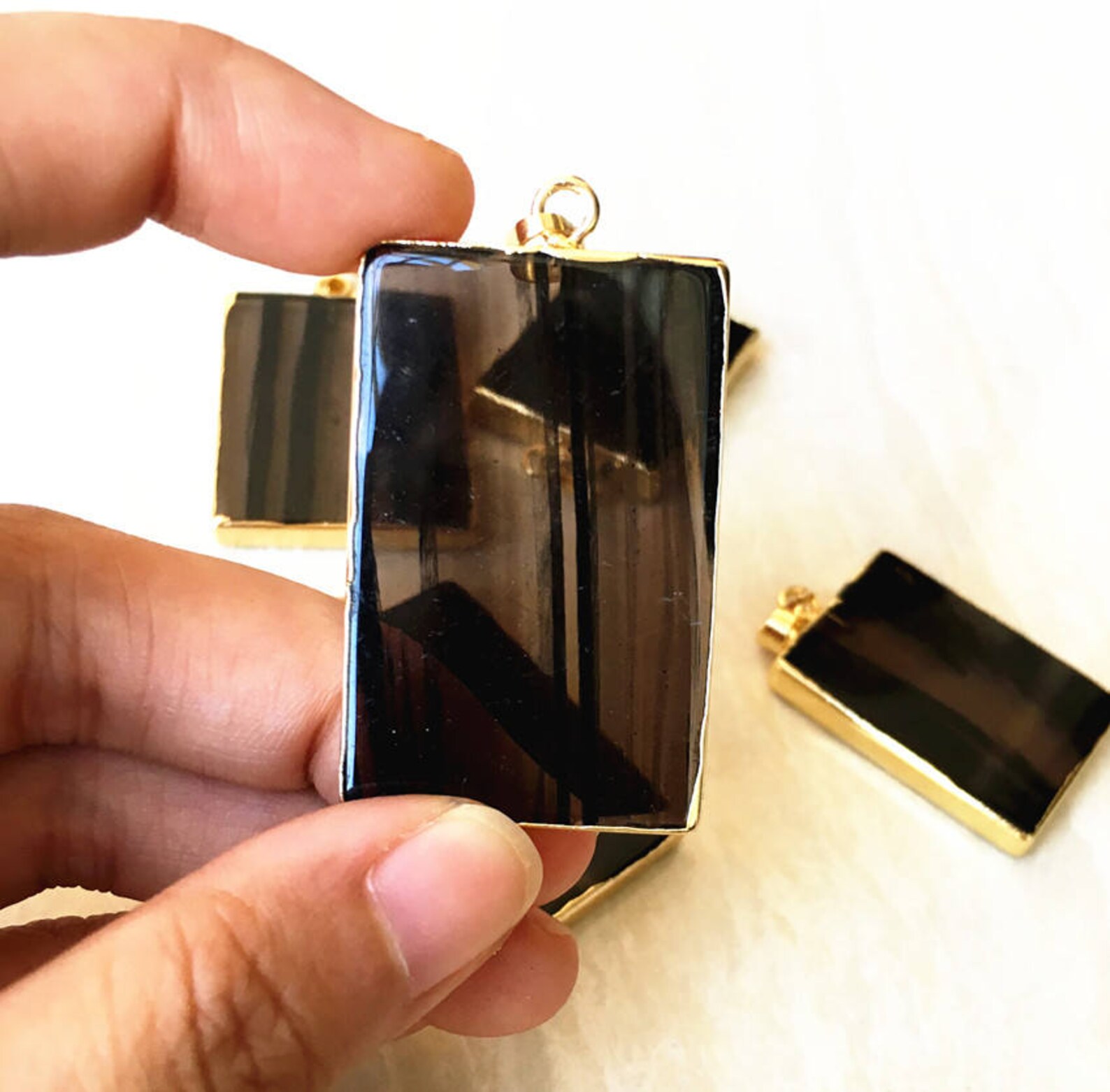 New Arrival Black Ice Obsidian Lace Rectangle Shaped Healing - Etsy