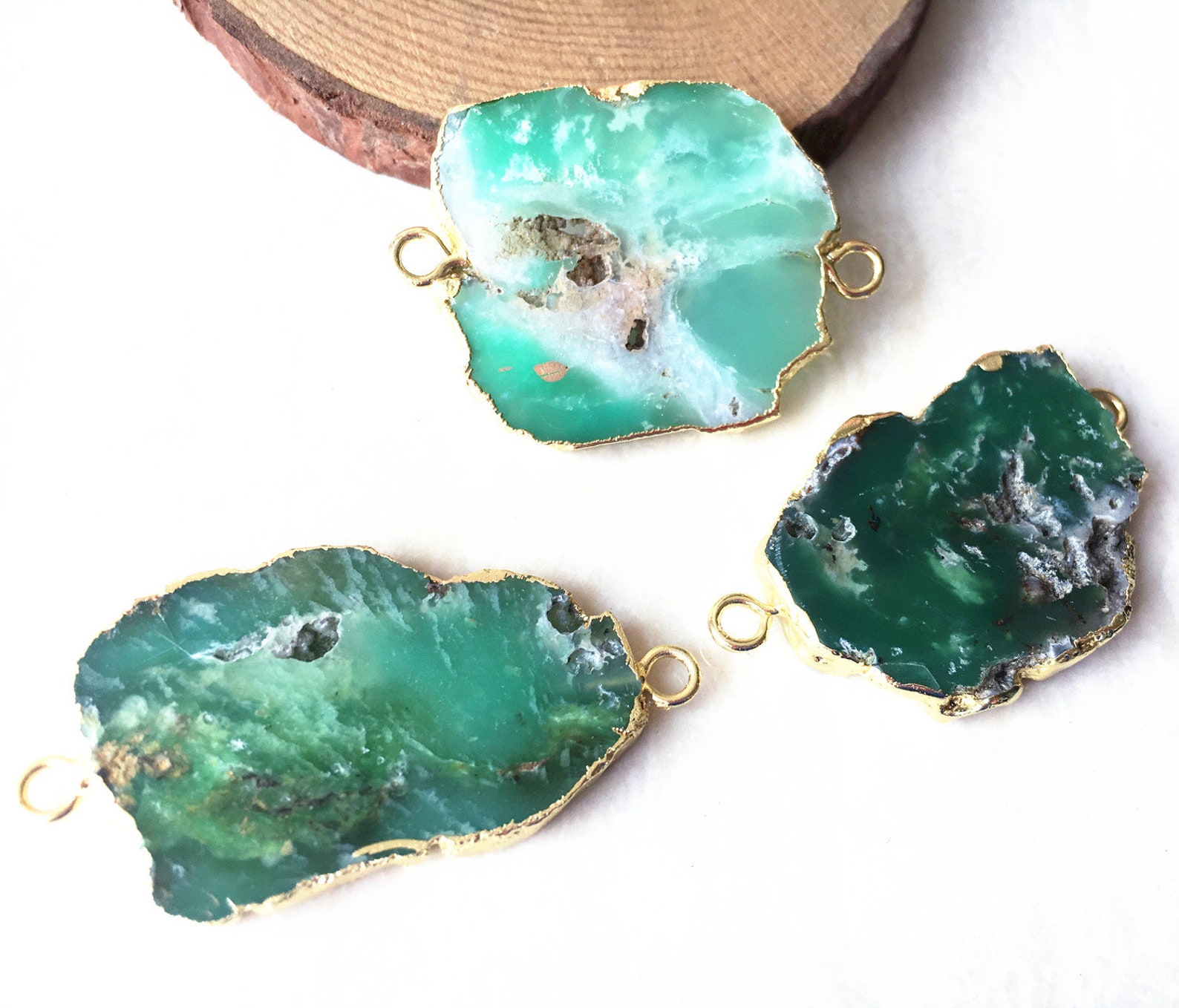 Chrysoprase With Gold Electroplated Double Bails Pendants - Etsy