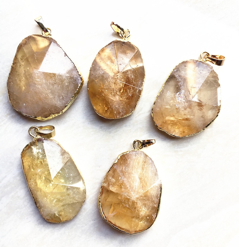 Natural Citrine Point Pendant Necklace // Gold Citrine Druzy - Etsy