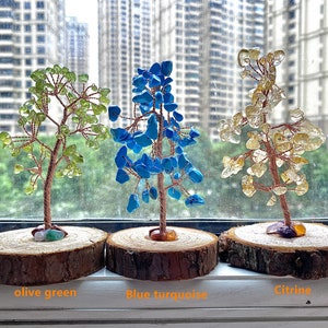 Fir Wood Discs With Gemstone Chip Crystal Quartz Tree of Life, Chakra ...