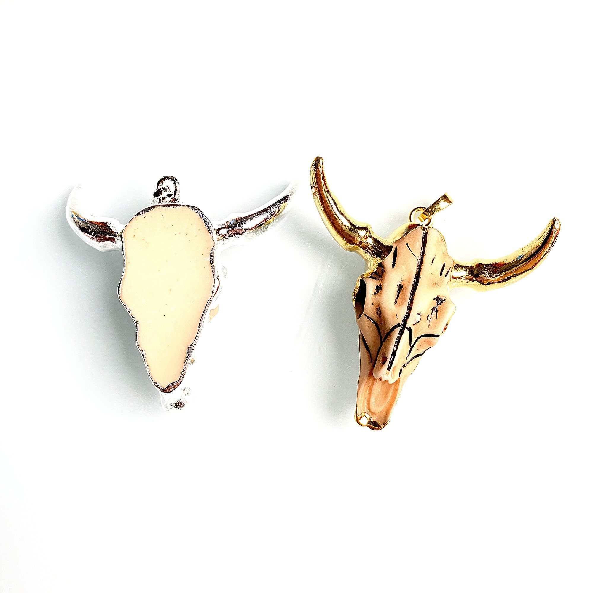 Longhorn Resin Horn Cattle Pendants With Electroplated Gold Trim ...