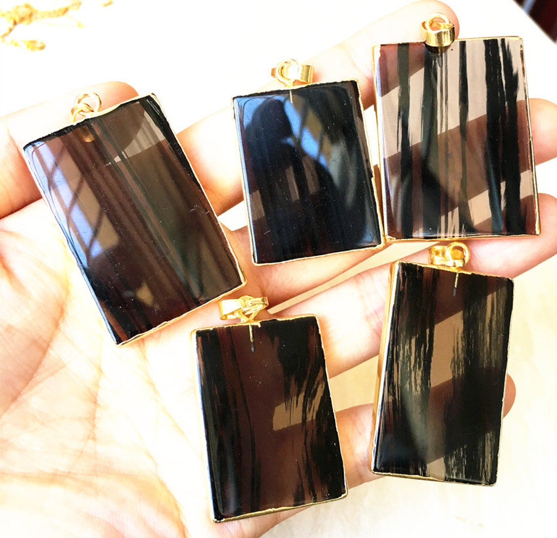 New Arrival Black Ice Obsidian Lace Rectangle Shaped Healing - Etsy