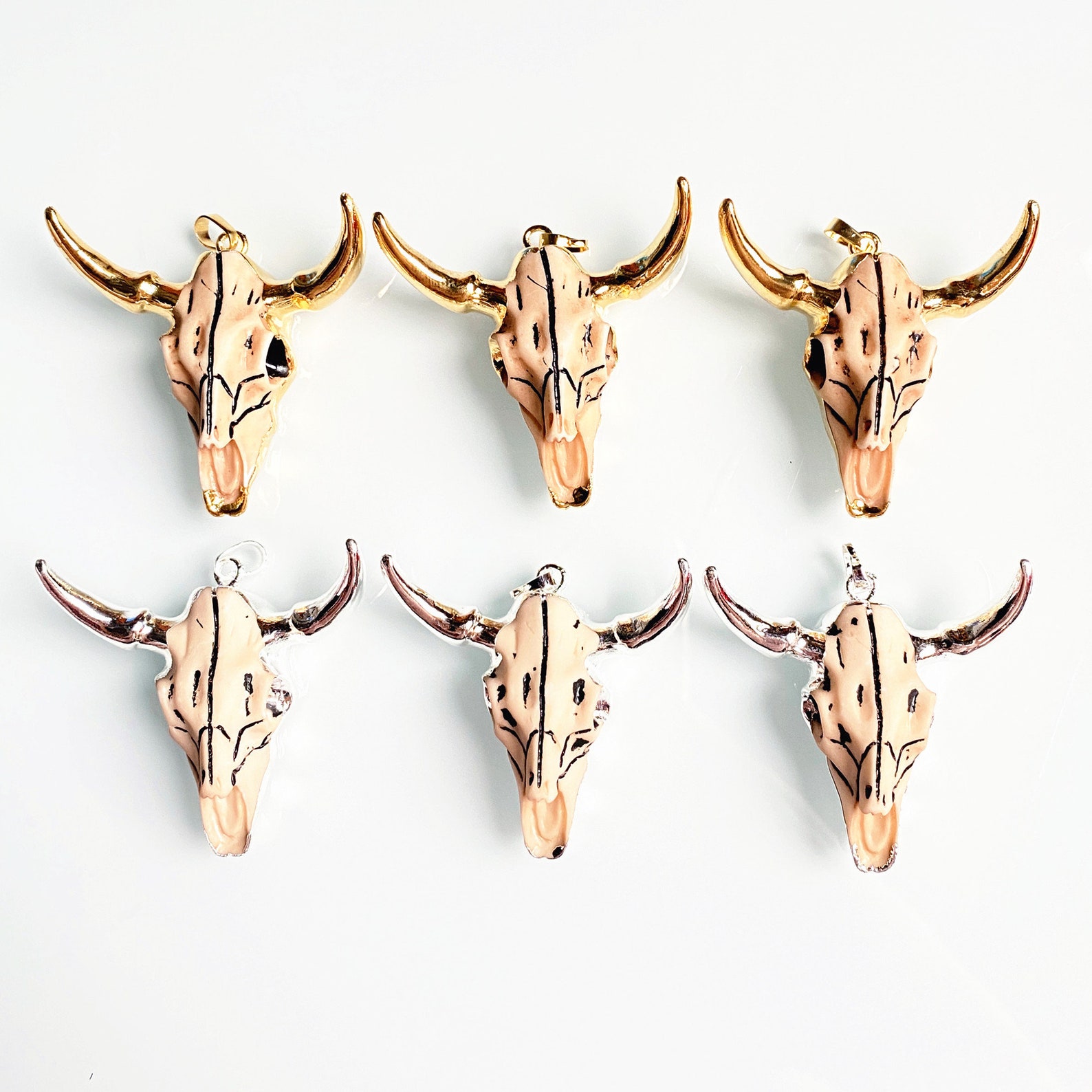 Longhorn Resin Horn Cattle Pendants With Electroplated Gold Trim ...