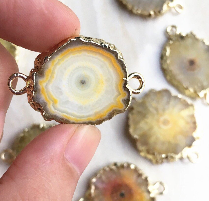 Mystical Yellow Geode Slice Druzy Crystal Gemstone with 24k | Etsy