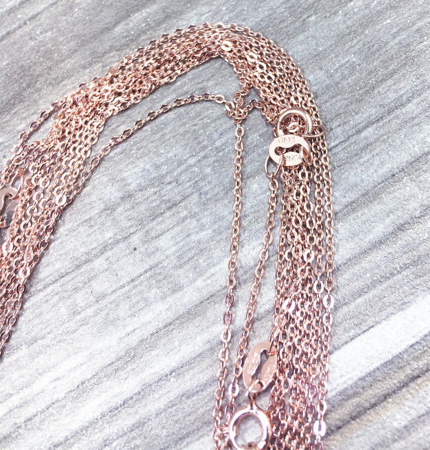 925 Sterling Silver Chain Necklaces 18 inches with Gold | Etsy