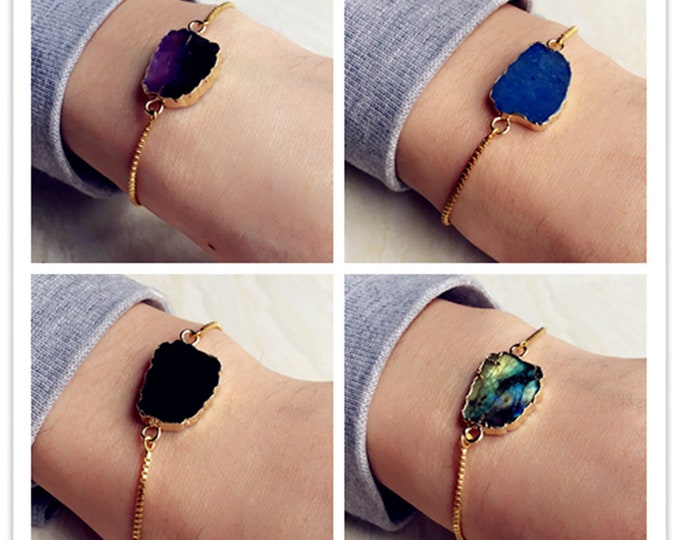 Raw Gemstone Ring // Natural Healing Crystal Quartz Band Rings - Etsy