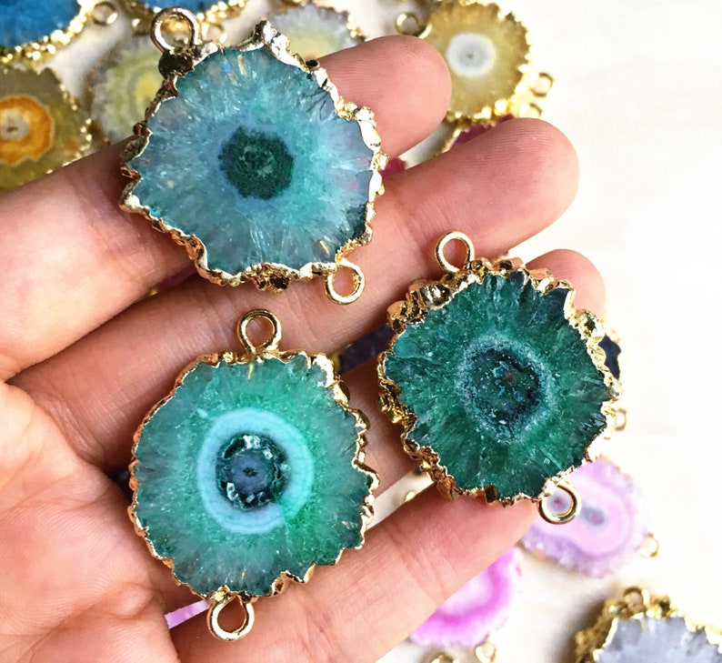 9 Colors Mystical Solar Stalactite Geode Slice Druzy Crystal Gemstone ...