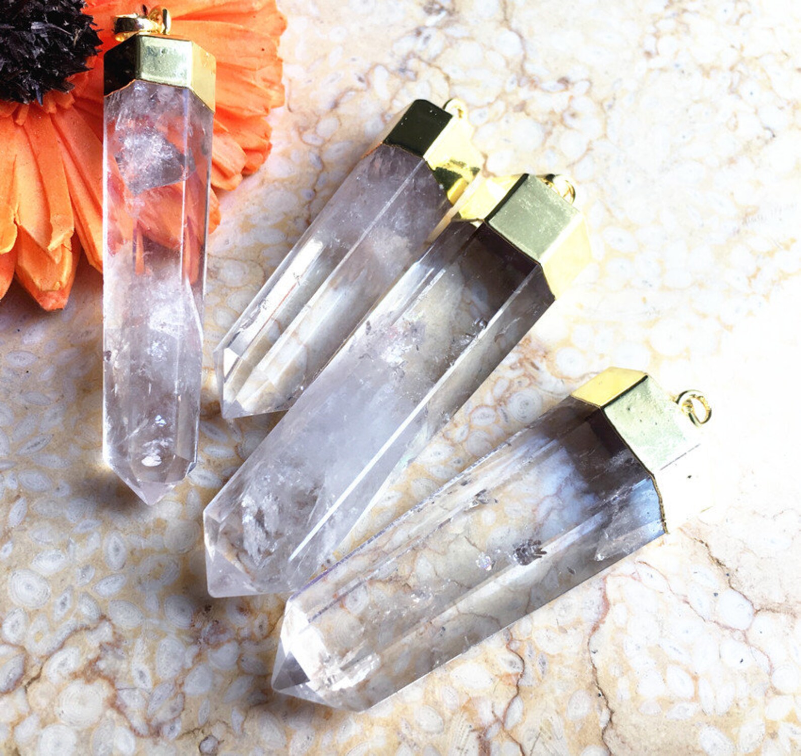 HIGH QUALITY Large Polished Rock Crystal Quartz Point Pendant - Etsy