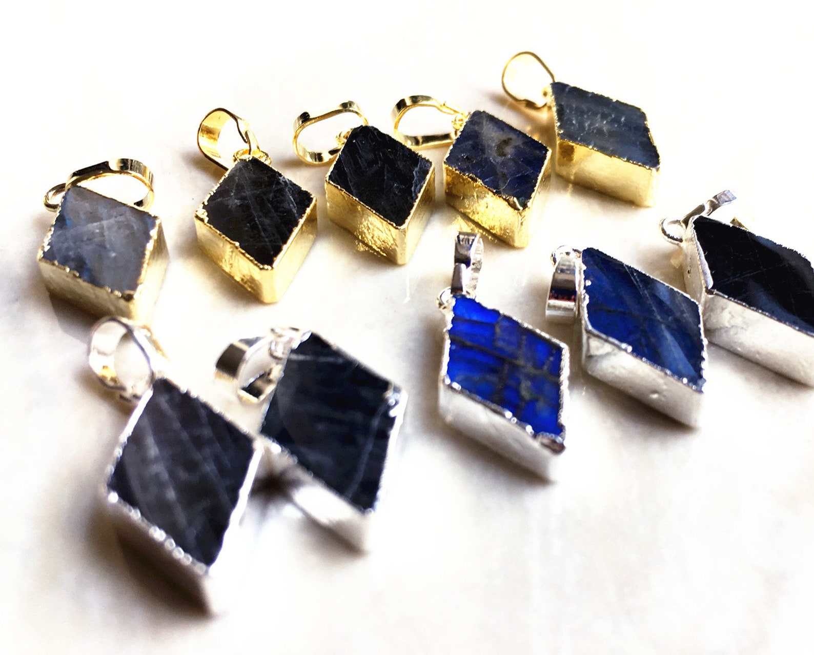 NEW Labradorite Stone Crystal Pendant with Gold Electroplated | Etsy