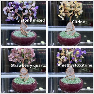 Bonsai Gemstone Tree, Raw Clear Quartz Hexagon Prism With Crystal Wire Sculpture Tree of Life ...