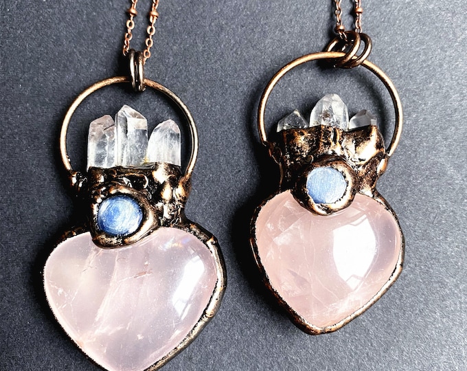 Large Heart Love Amulet - Romance, Crystals, Gems, Love, Rose Quarts ...