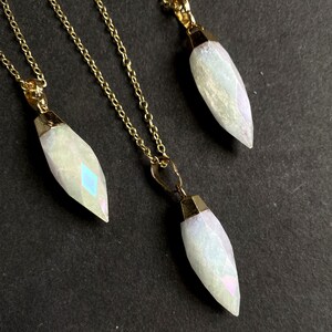 NEW Natural Faceted Angel Aura Pendant // Angel Aura Quartz Point ...