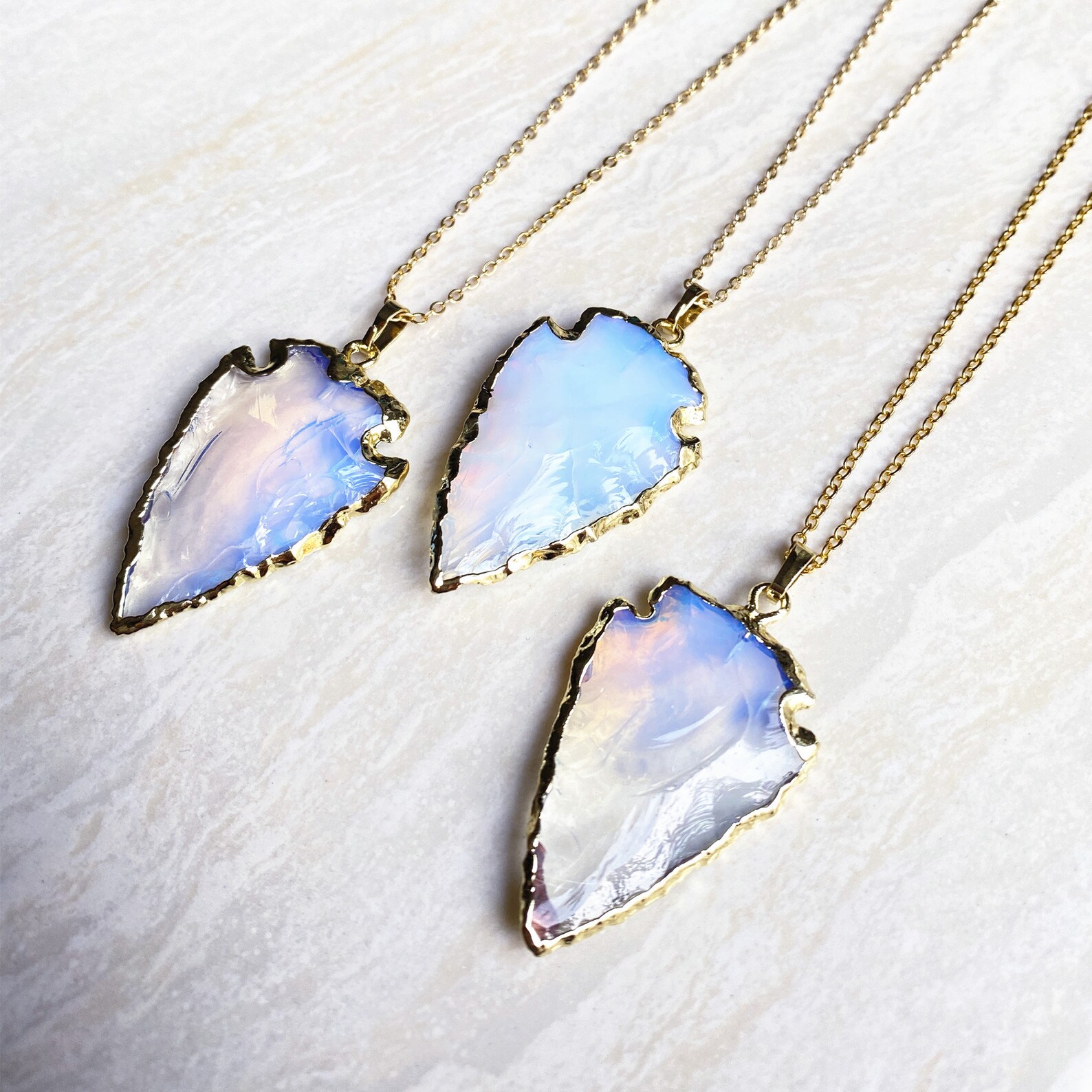 Opalite Arrowhead Pendant with Gold Bails Healing crystal | Etsy