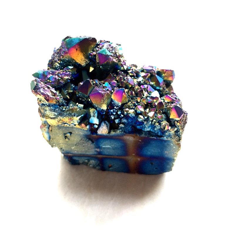 Unique Titanium Coated Rainbow Quartz Geode Cluster Specimen | Etsy