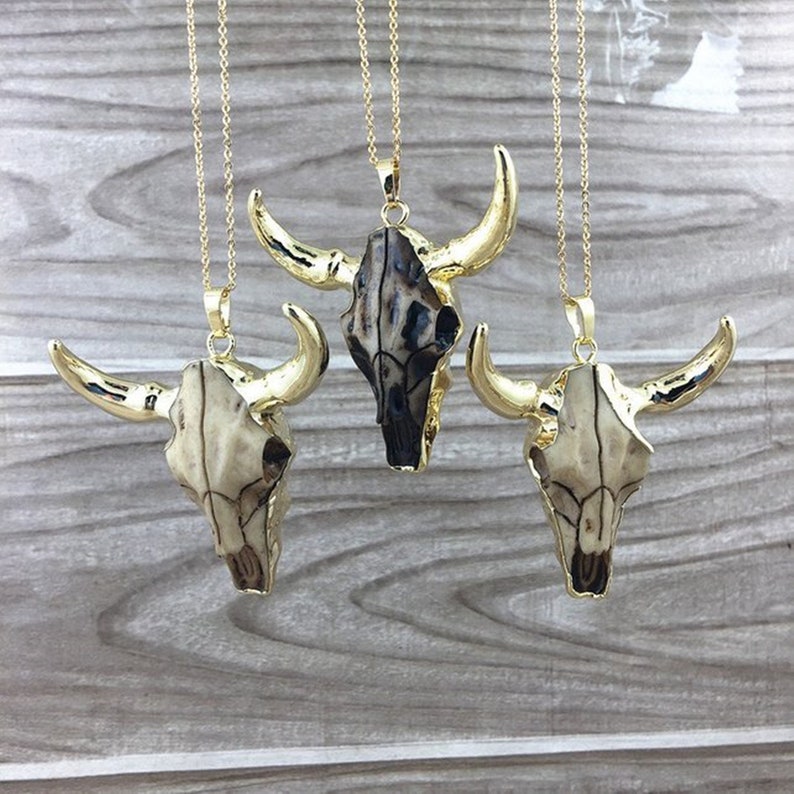 Longhorn Resin Horn Cattle Pendants With Electroplated Gold - Etsy