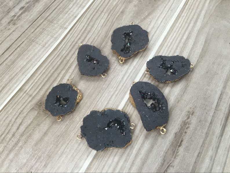 SALE Mystic Black Druzy Quartz Titanium Crystal Geode Druzy - Etsy