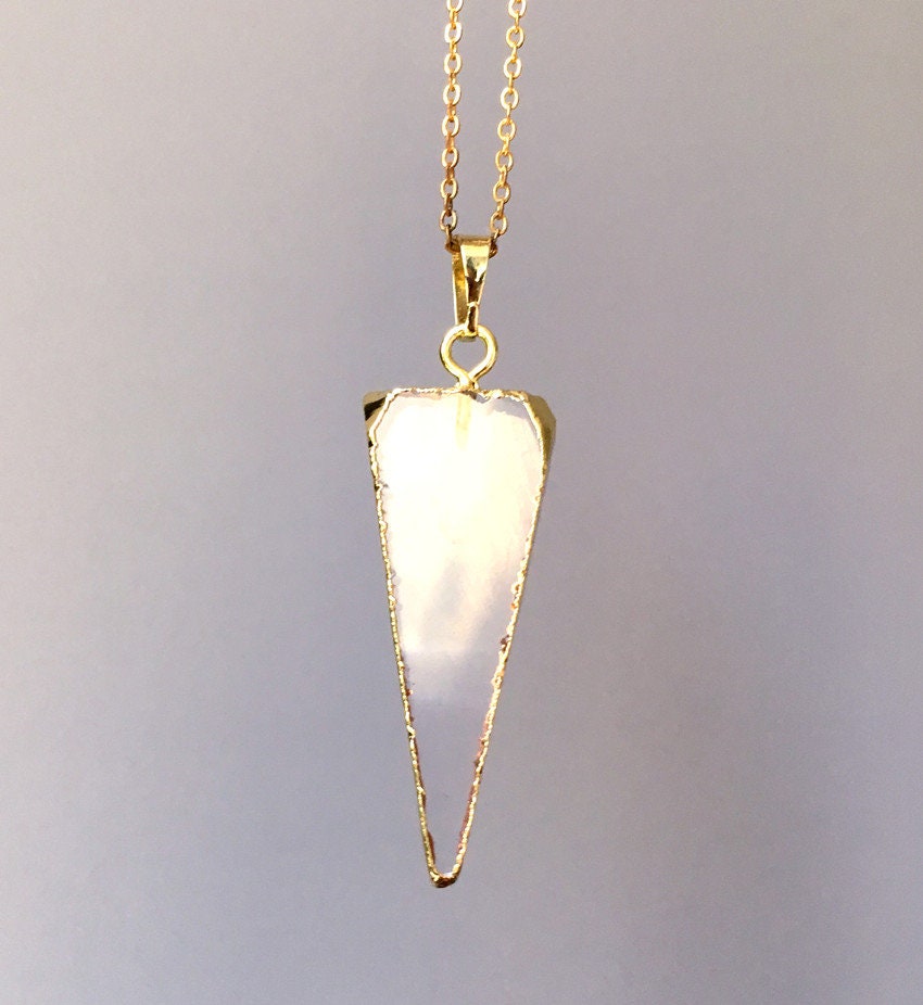 Natural Rock Quartz Triangle Pendant // Healing Gemstone | Etsy