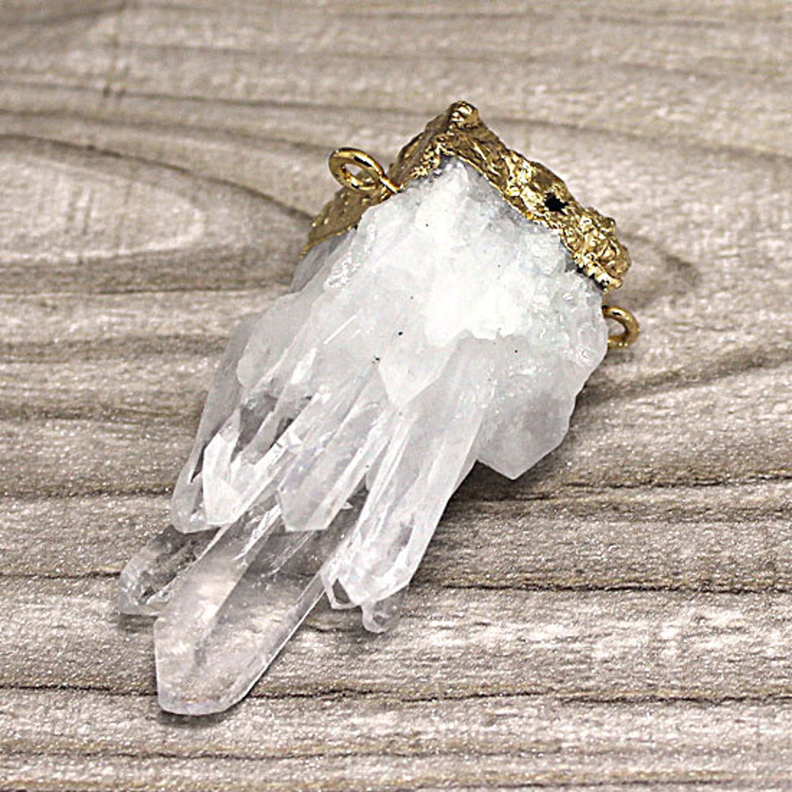 Natural Crystal Quartz Pendants // Gold Drusy Crystal // - Etsy