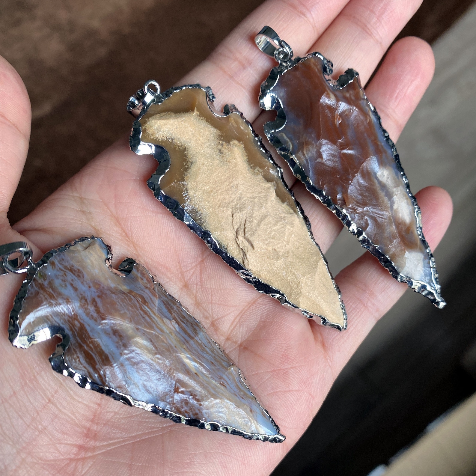 Large Jasper Arrowhead Arrow Head Pendant Charm With Gold - Etsy