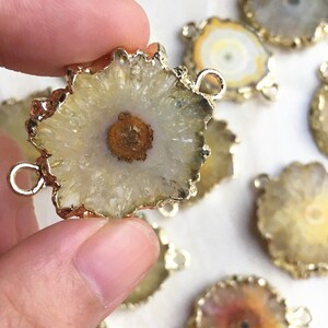 Mystical Yellow Geode Slice Druzy Crystal Gemstone With 24k ...