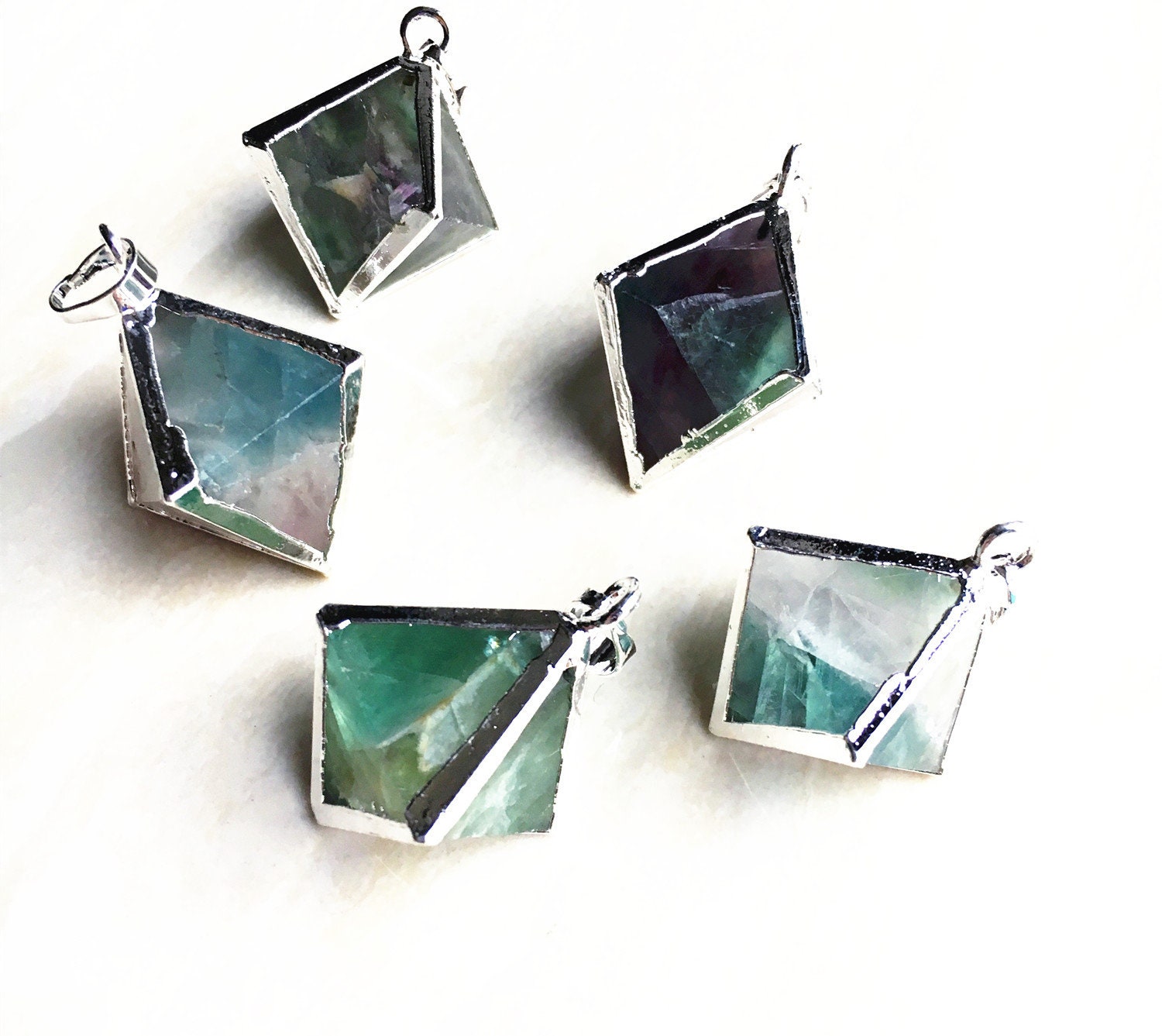 Large Beautiful Fluorite Necklace Rainbow Fluorite Stone Dice | Etsy