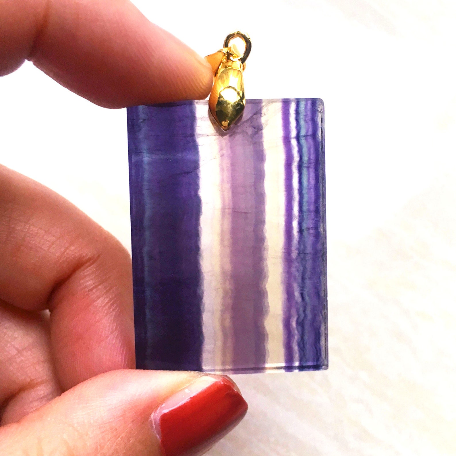 Fluorite Pendant Necklace Rainbow Fluorite Stone Slice - Etsy