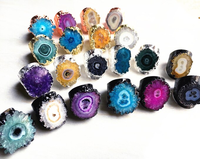 Raw Gemstone Ring // Natural Healing Crystal Quartz Band Rings - Etsy