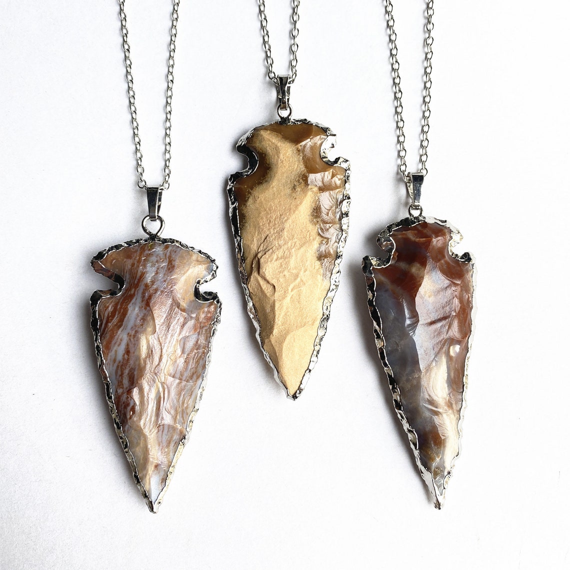Large Jasper Arrowhead Arrow Head Pendant Charm With Gold Electroplated ...
