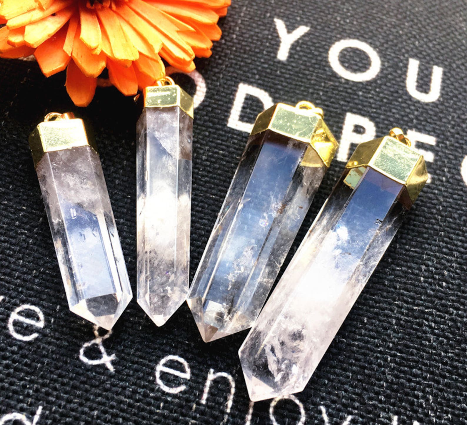 HIGH QUALITY Large Polished Rock Crystal Quartz Point Pendant With ...