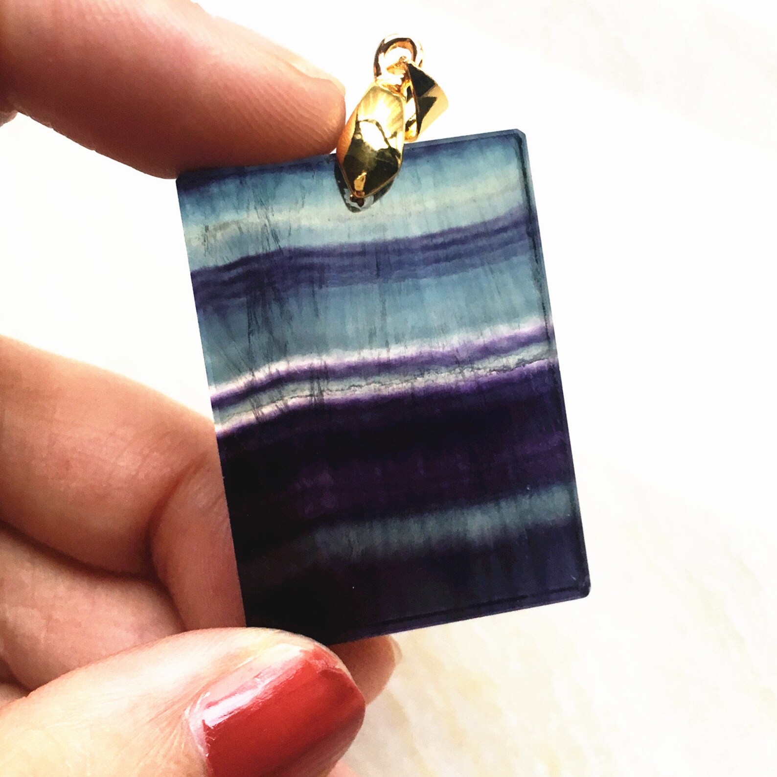 Fluorite Pendant Necklace Rainbow Fluorite Stone Slice - Etsy