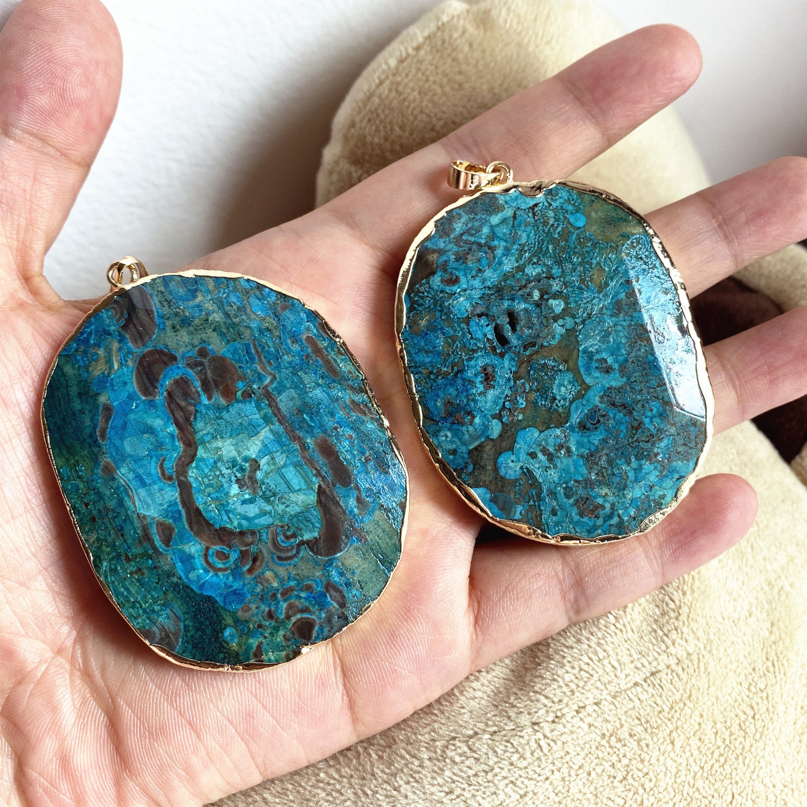 Beautiful Natural Stone Blue Impression Jasper Pendant, Stunning ...